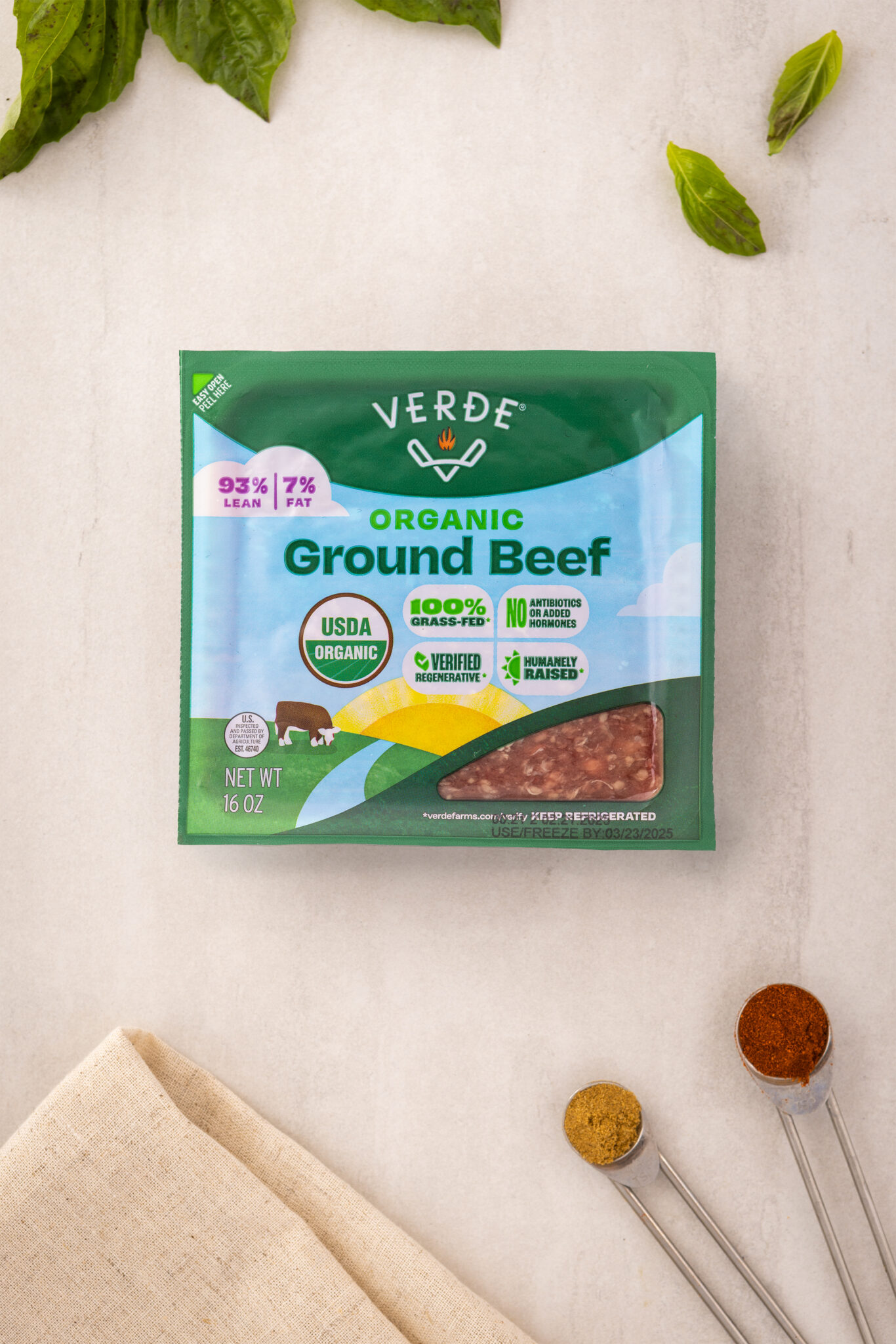 100% Grass-Fed, Organic 93% Lean Ground Beef - Verde Farms